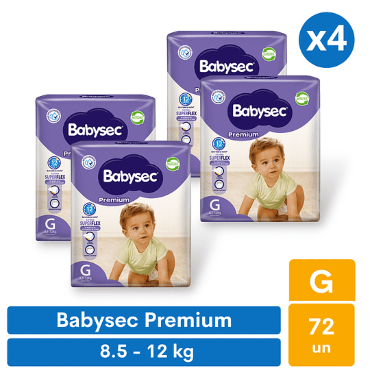 Pañales Babysec Premium G (72 unid) - Aseo por mayor